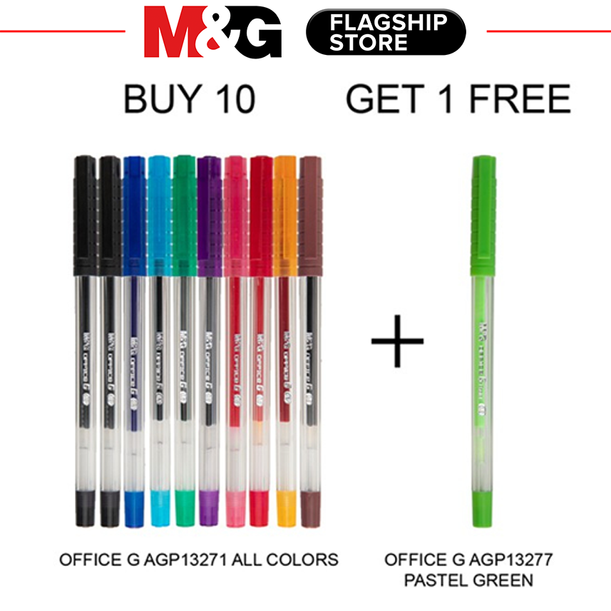 M&G Office G Gel Pen Gp99 0.5mm 10 Colors Plus Free Pastel 0.8mm (11pcs ...