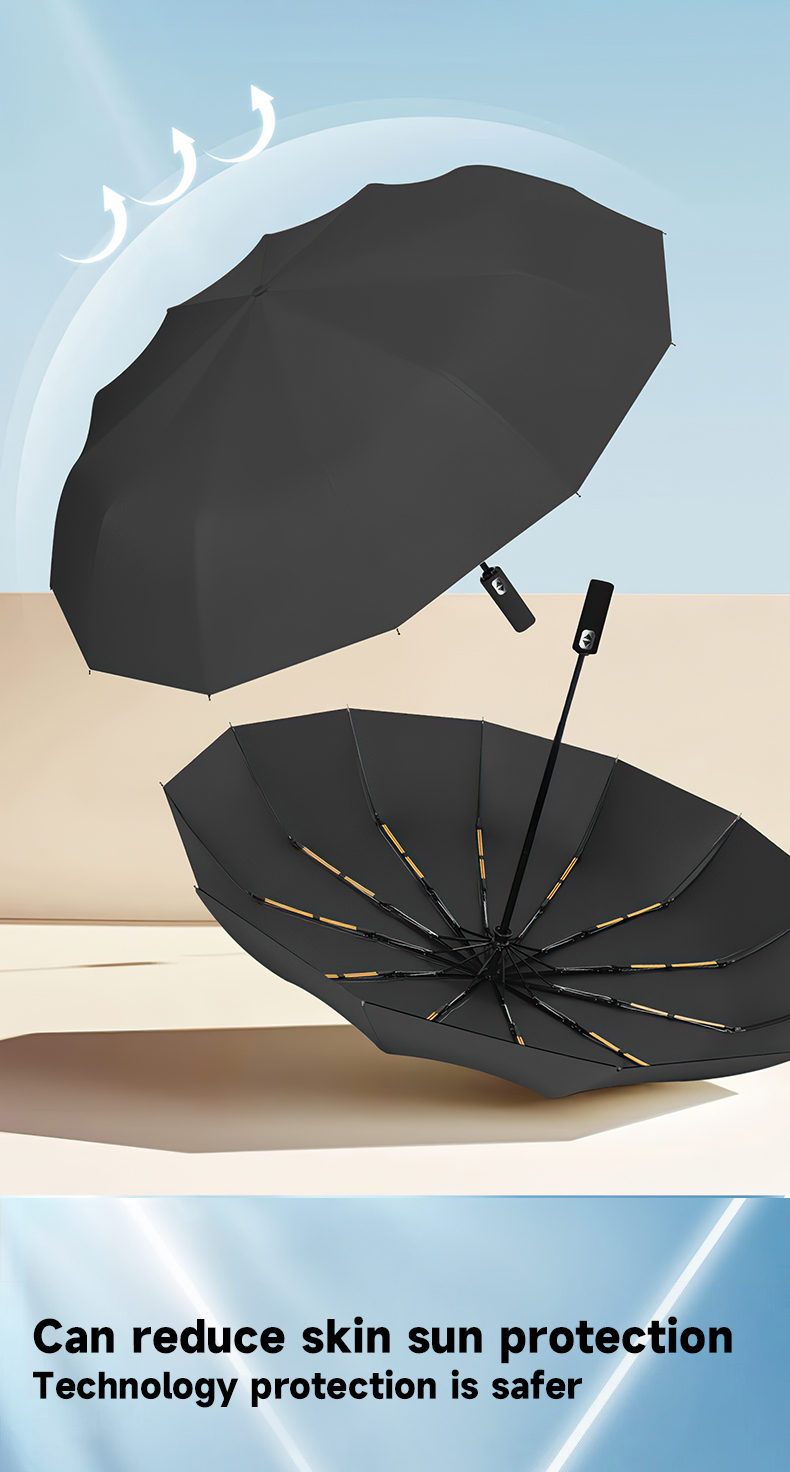 【In Stock】24 Ribs Umbrella Automatic Windproof Anti-UV Sunscreen ...