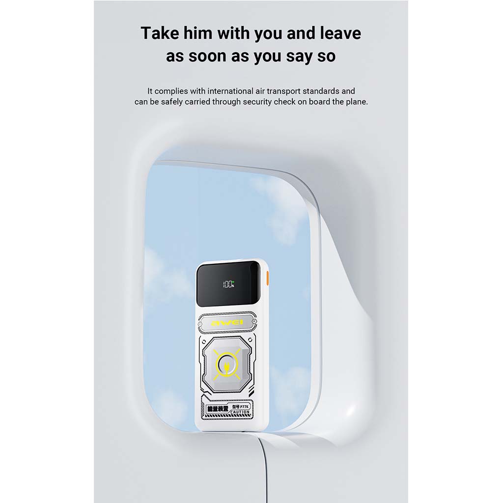 Awei P77K 10000mAh Powerbank 22.5W Fast Charging with Built-in Cable ...