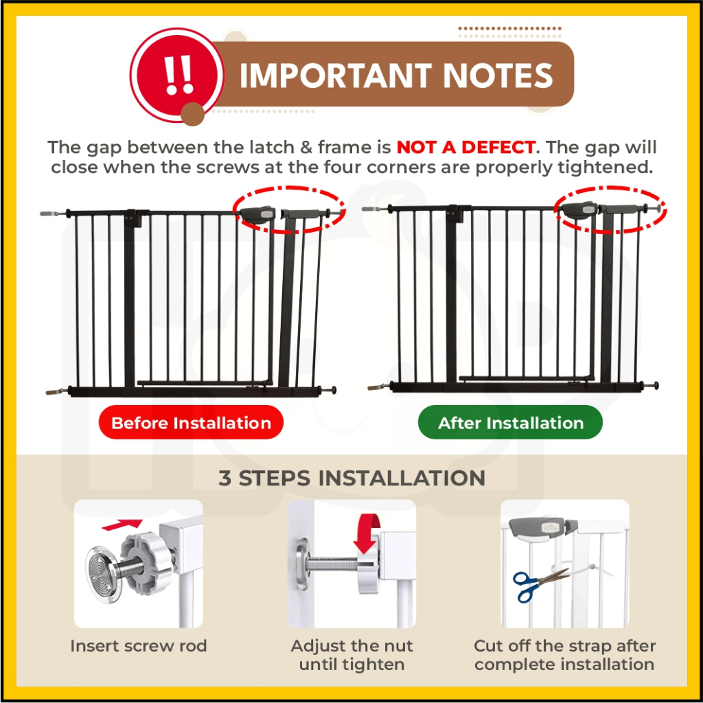 【Safety Lock】Auto Close Baby/Dog/Cat Safety Gate Baby Safe Gate Child ...