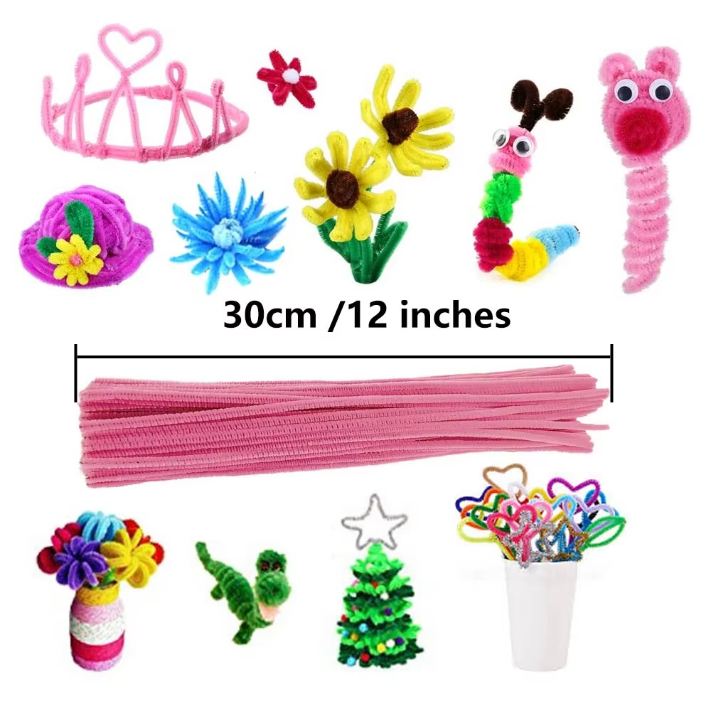 100pcs Fuzzy Chenille Stems Twist Wire DIY Kids Craft Materials ...