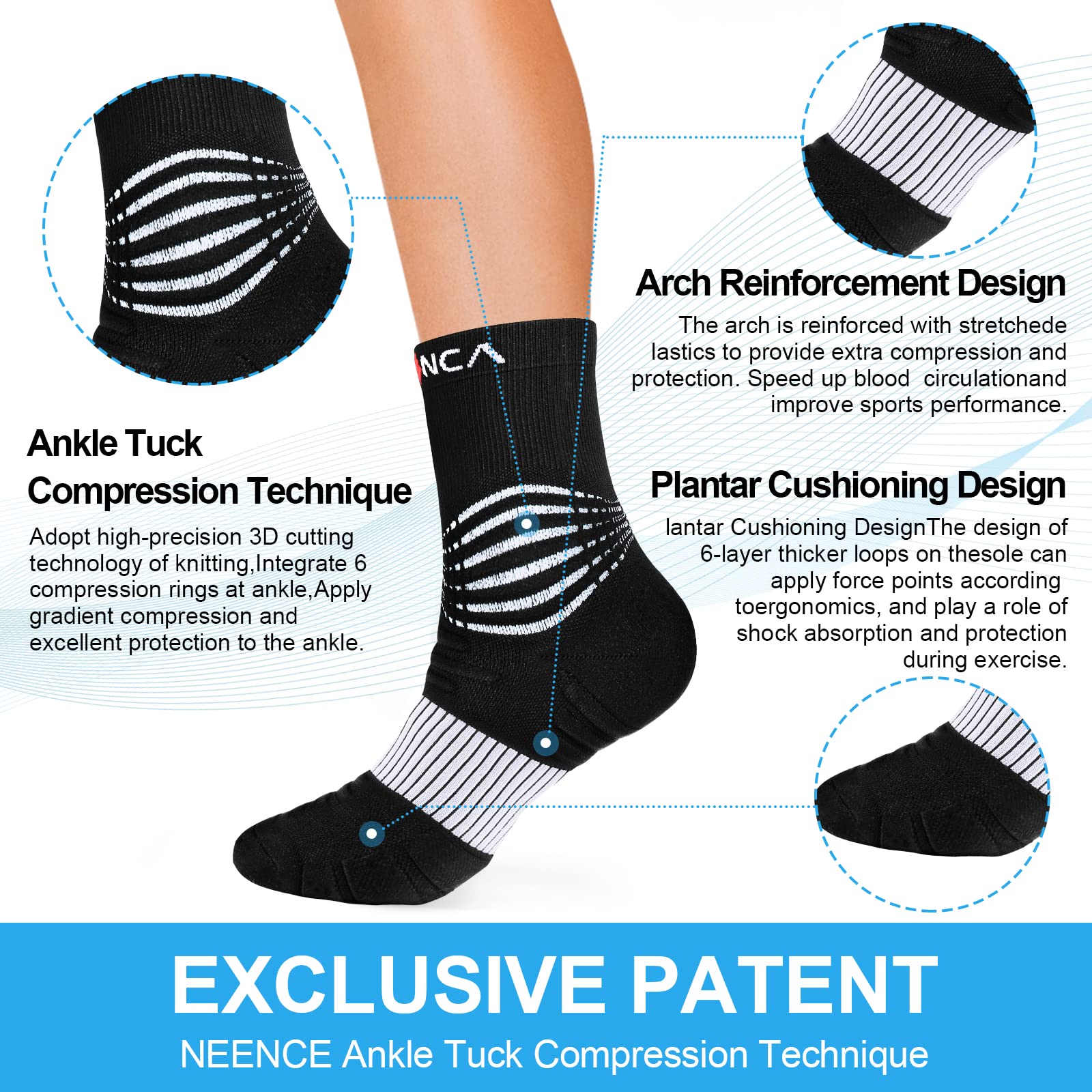 NEENCA Compression Socks, Medical Athletic Socks for Injury Recovery ...