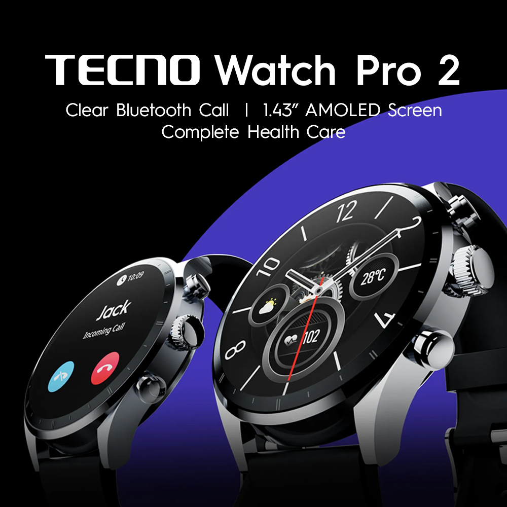 Tecno Watch Pro 2 Smartwatch | 1.43” AMOLED Screen | Clear Bluetooth ...