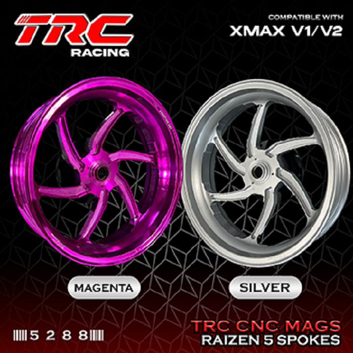 TRC CNC RAIZEN 5 SPOKES MAG WHEELS (3.5*15 F x 4.0*14 R) for XMAX 300 ...