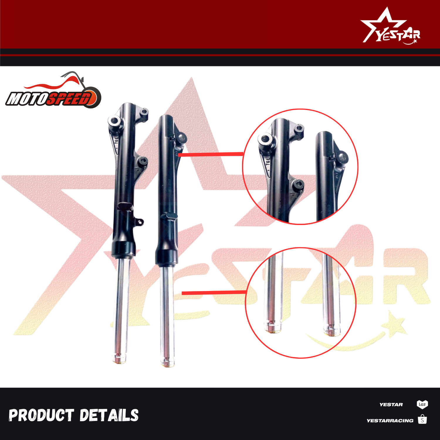 Yestar Racing 1 Pair Front Shock for Honda Click 125i /150i /Beat Fi ...
