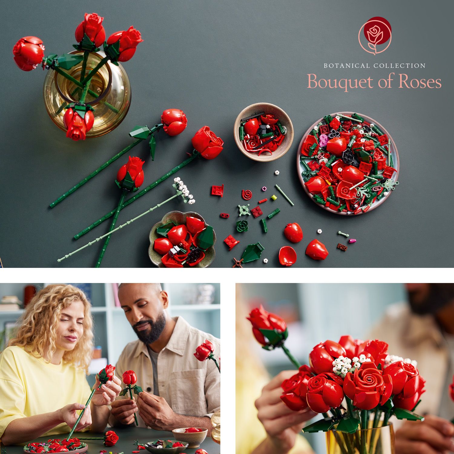 LEGO Icons 10328 Bouquet of Roses Building Set (822 Pieces) | Flower ...