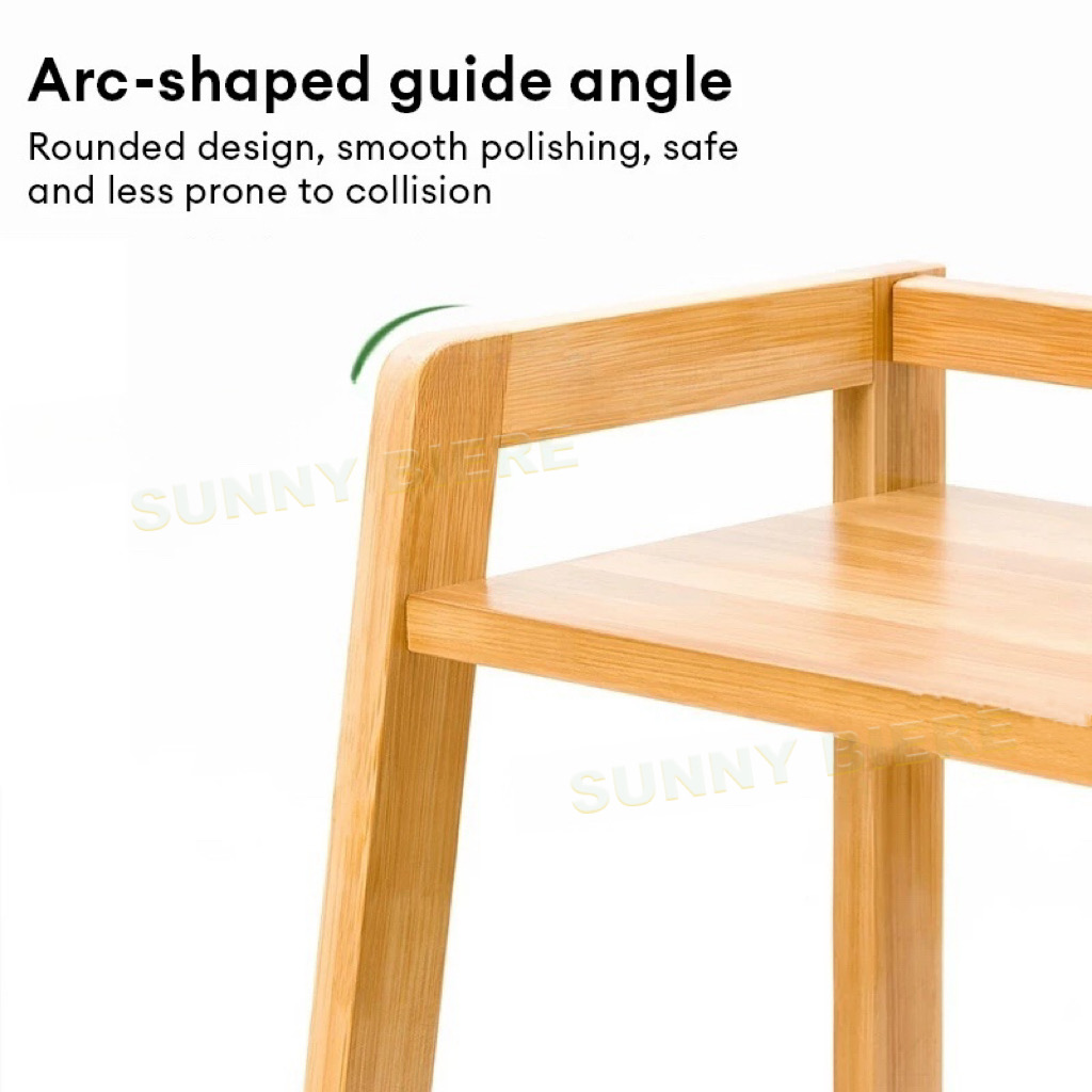 SUNNY BIERE Book Shelf Organizer 3/4/5 Layers Shelf Rack Display Racks Bamboo Wooden Shelves ...