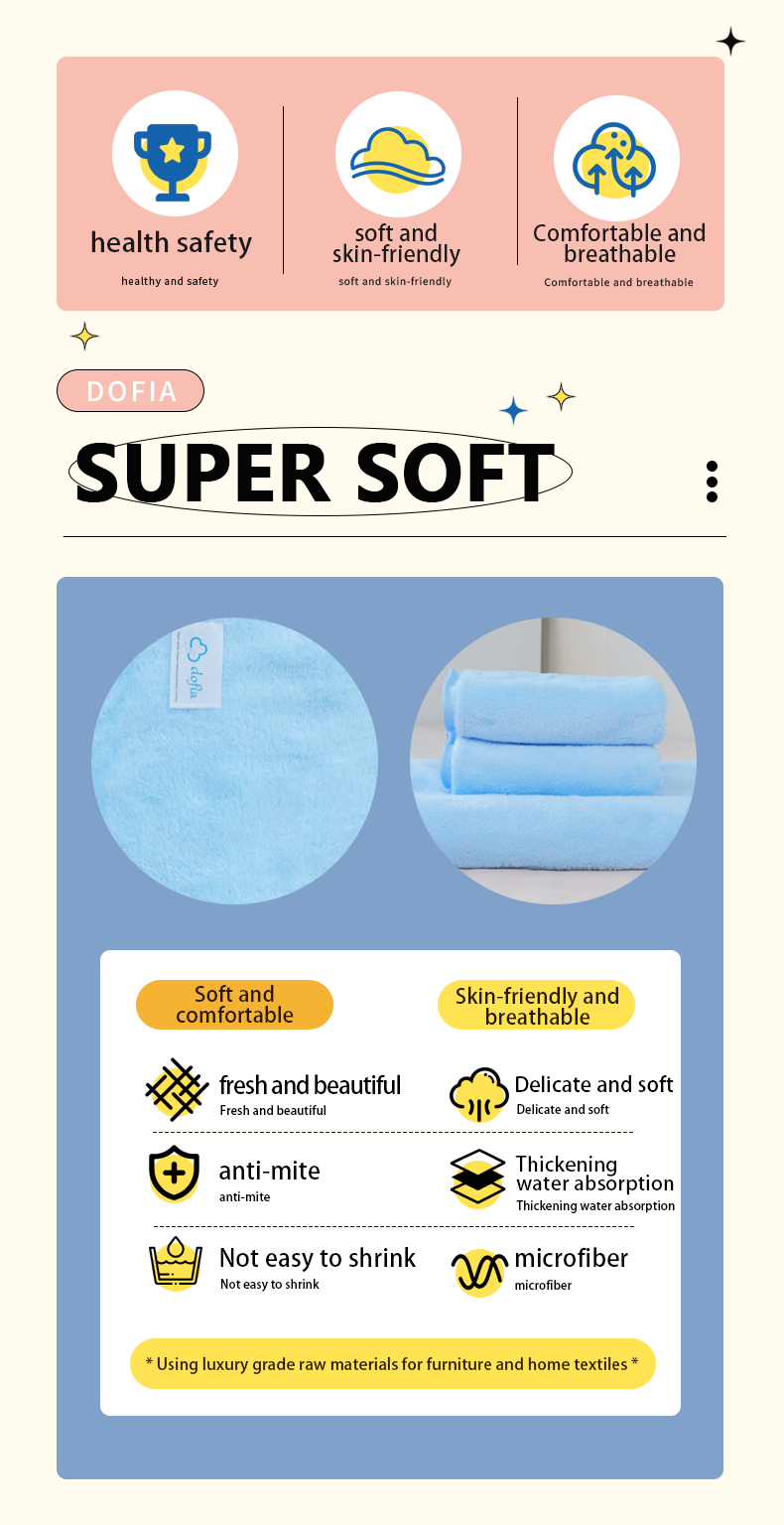 Dofia Velvet 3 in 1 Bath & Face Towel Set Quick Drying Absorbent ...