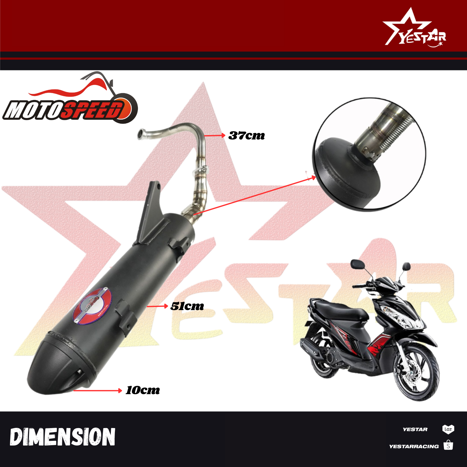 Yestar 1 Set Muffler Pipe for Suzuki Skydrive 125/CARB with Elbow Full ...