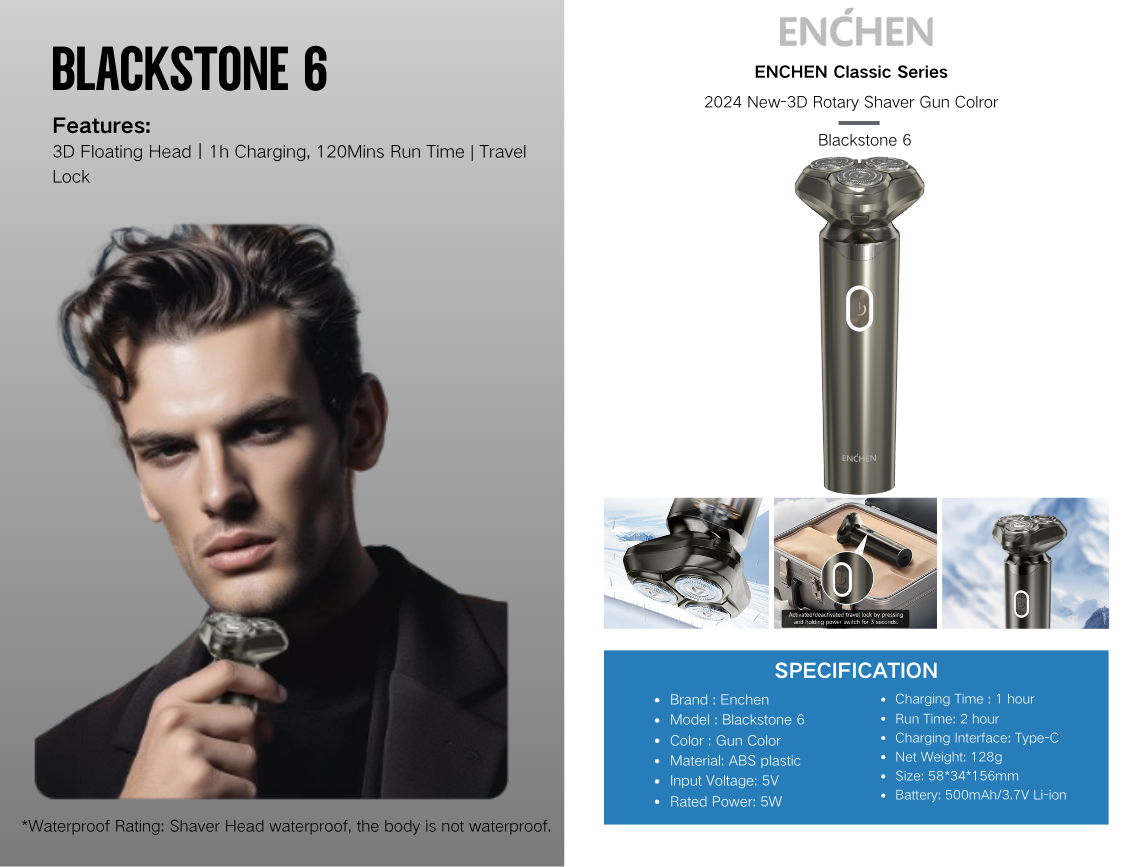 ENCHEN Blackstone Electric Shaver 3D Floating Shavers Beard Trimmer ...