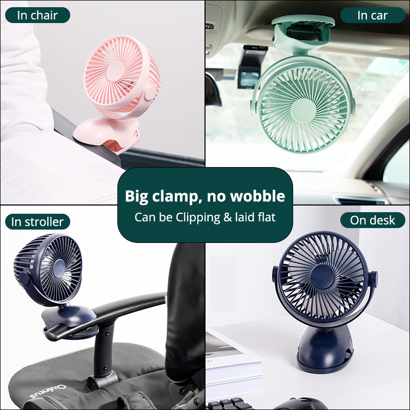 Clip Fan 10000mAh Mini Electric Fan Rechargeable 720° Adjustable ...