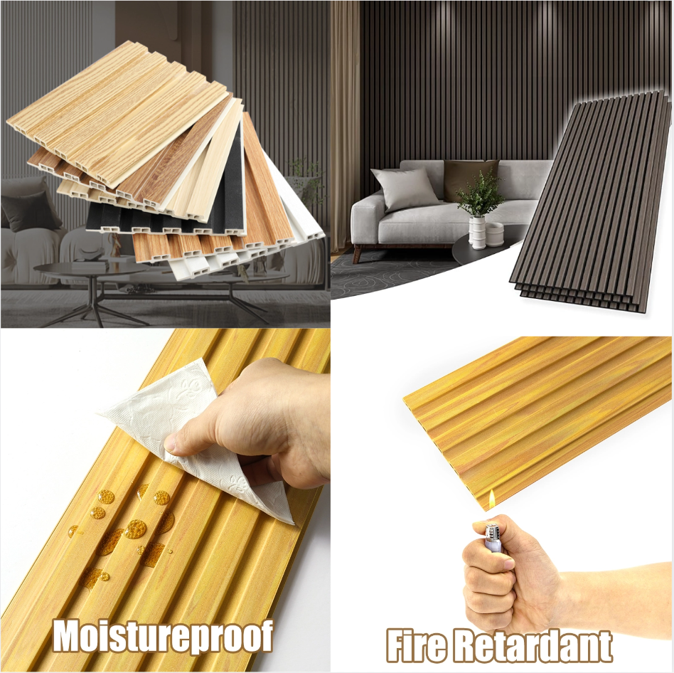Fluted Wall Panel Solid Wood Panel PVC Wallpaper Sticker TV Background ...