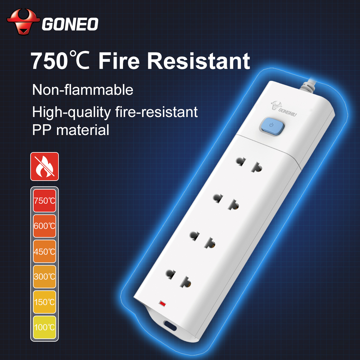 Bull Extension Socket V Series V1040 300cm Cable 4 Outlets 2500w 10A ...