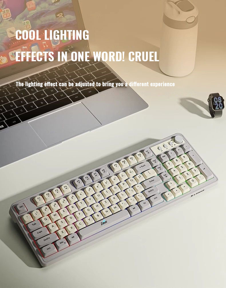 Zeus Wired Gaming Keyboard Multi Colors Mixing 98 Keys USB Mechanical ...