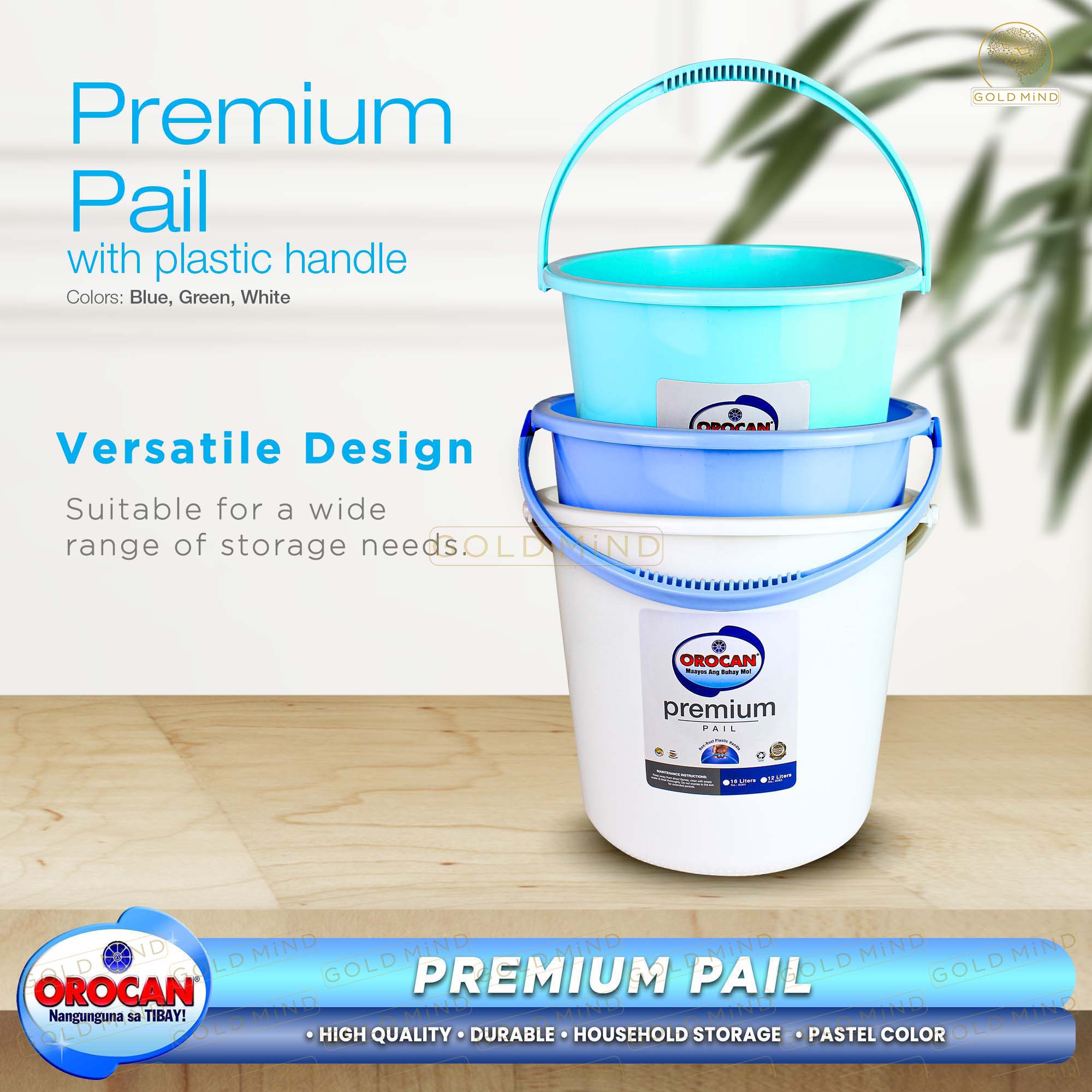 Orocan Premium Pail 16 & 12 Liters (Blue, Green and White) | Shopee ...