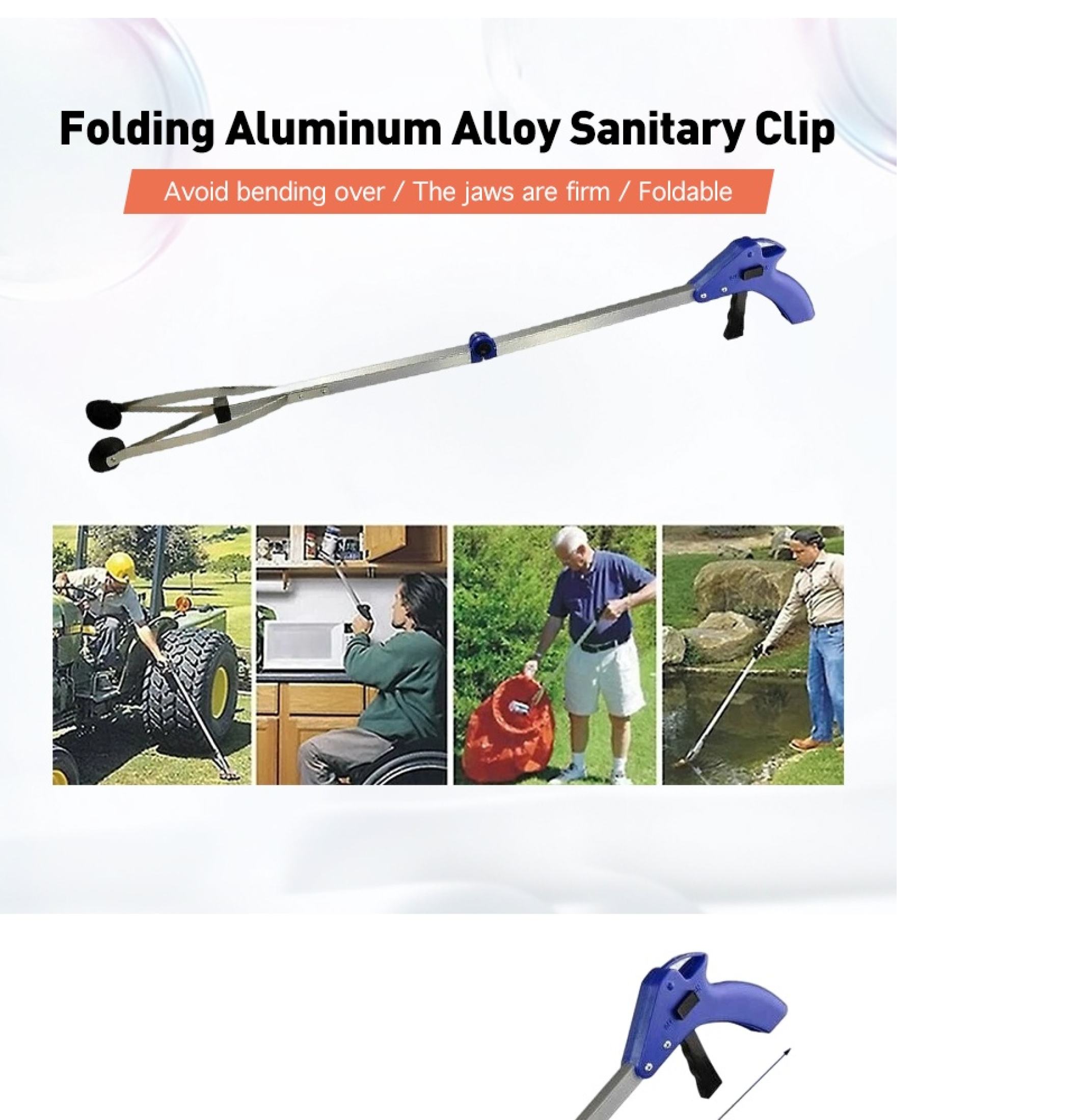 Foldable Garbage Picker Tong Claw Pick Up Stick Picking Tool Waste ...
