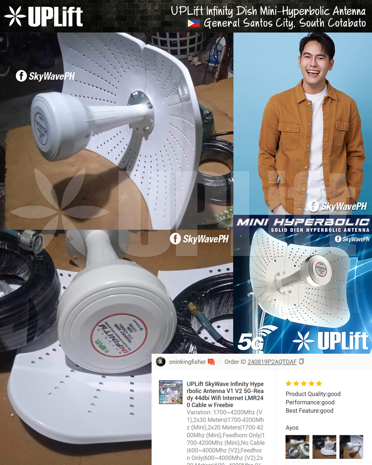 UPLift SkyWave Infinity Mini Hyperbolic Solid Dish 5G-Ready Wifi ...