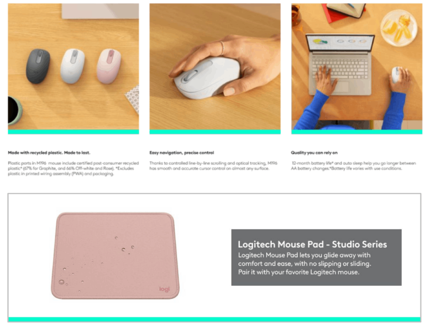 Logitech M196 3-Button 12 Months Battery Life Compact Bluetooth ...