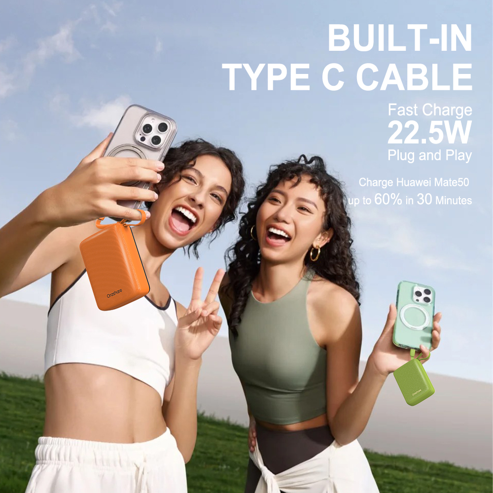 Orashare PM20C Mini Powerbank 20000mAh Built in Type-C Cable 22.5W Fast ...
