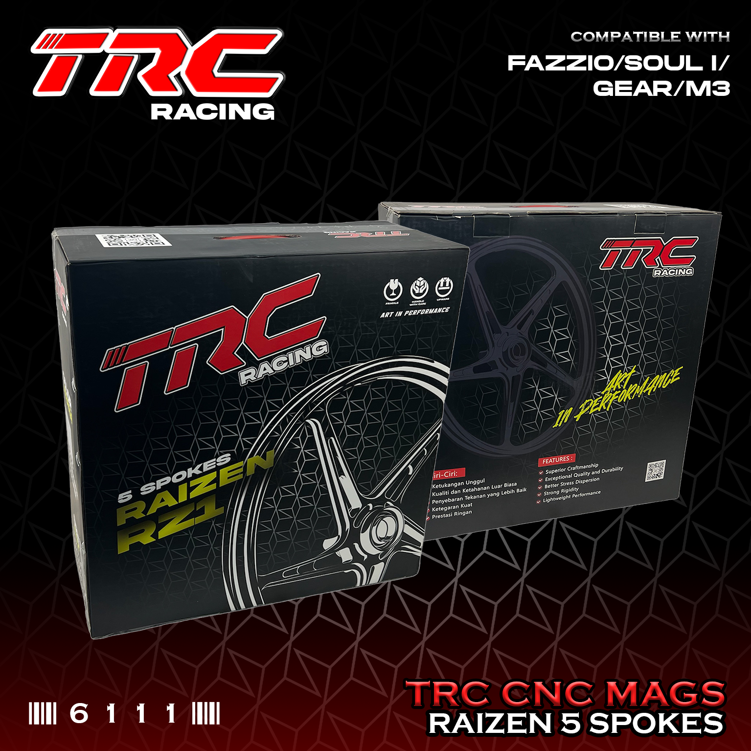 TRC CNC Mags Raizen 5 Spokes (1.4 F x 1.4 R x 17) Malaysian Concept for ...