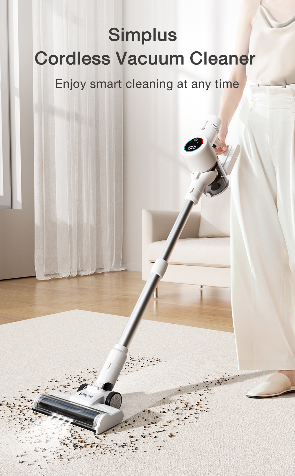 Simplus Cordless Vacuum Cleaner LED Digital Touch Screen Handheld ...