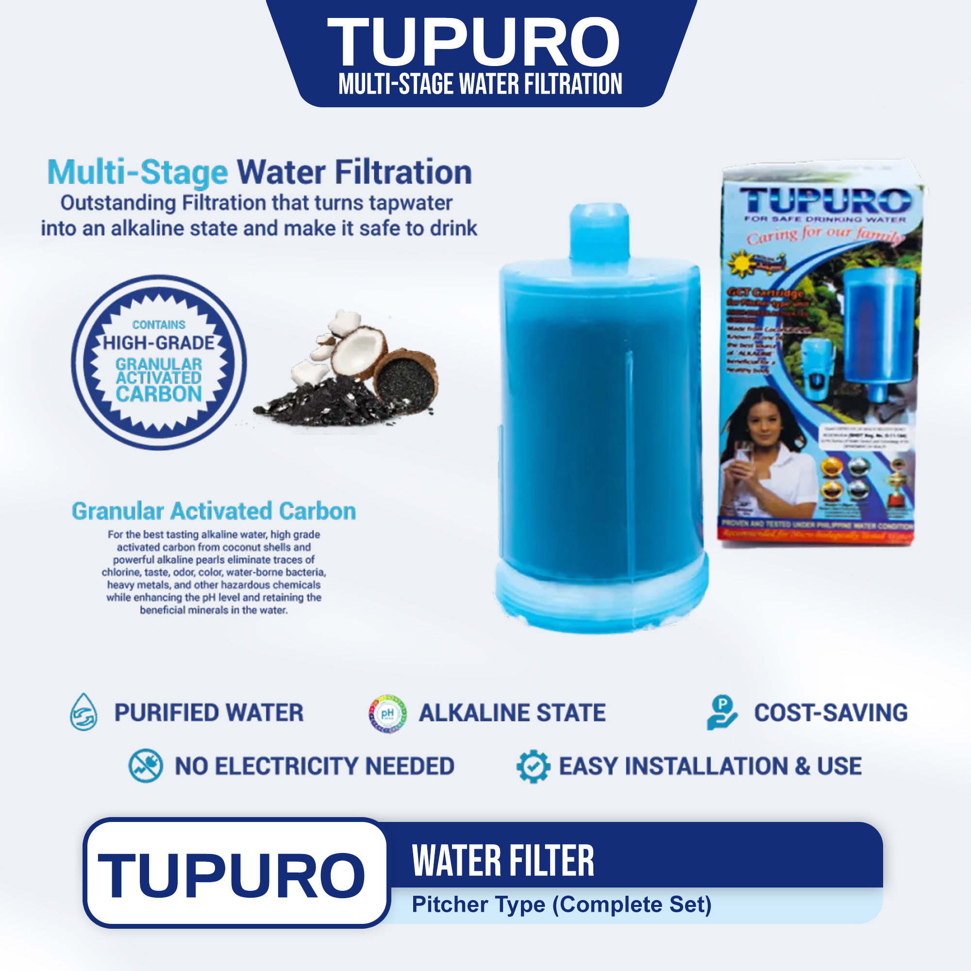 Tupuro Water Purifier (Pitcher Type With Free Filter) Yellow Elephant ...