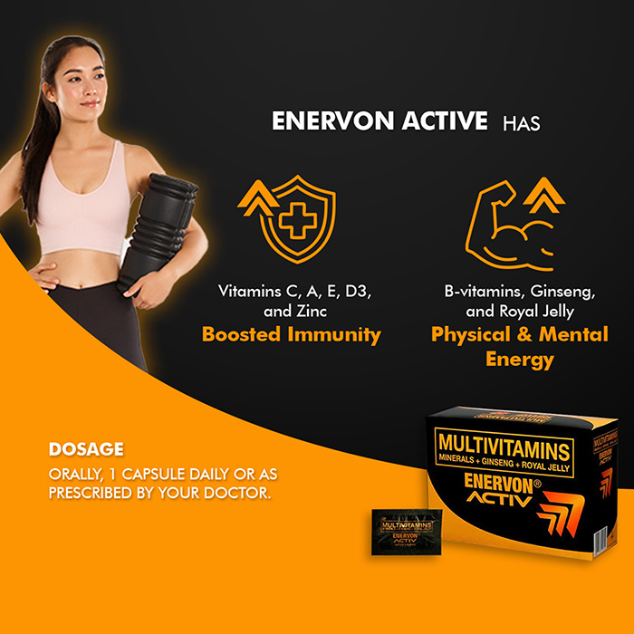 Unilab Enervon Activ Multivitamins 10 Capsules - With Ginseng, Royal ...