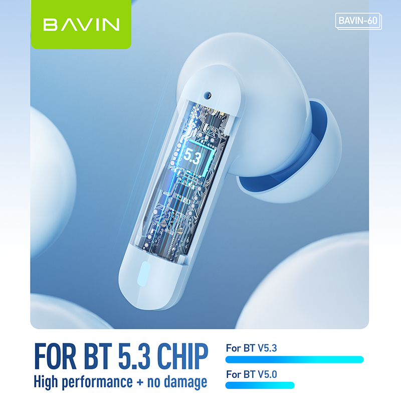 BAVIN BA60 True Wireless Earphone Bluetooth Version with Built-in Microphone and Touch Control ...