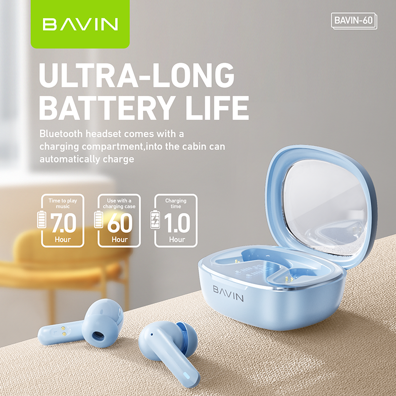 BAVIN BA60 True Wireless Earphone Bluetooth Version with Built-in Microphone and Touch Control ...