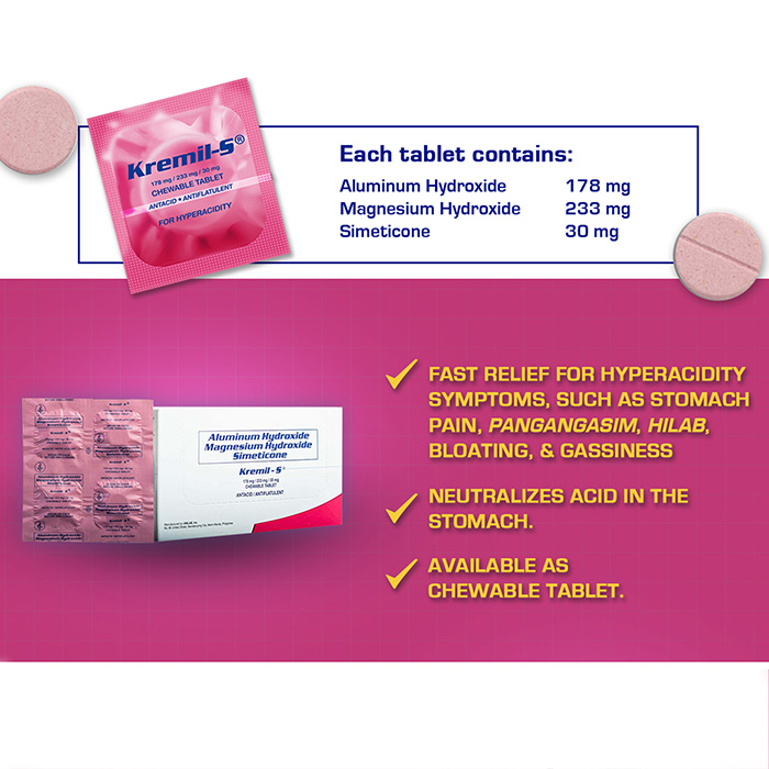 Unilab Kremil-S 12 Tablets - Antacid for Fast Relief from Hyperacidity ...