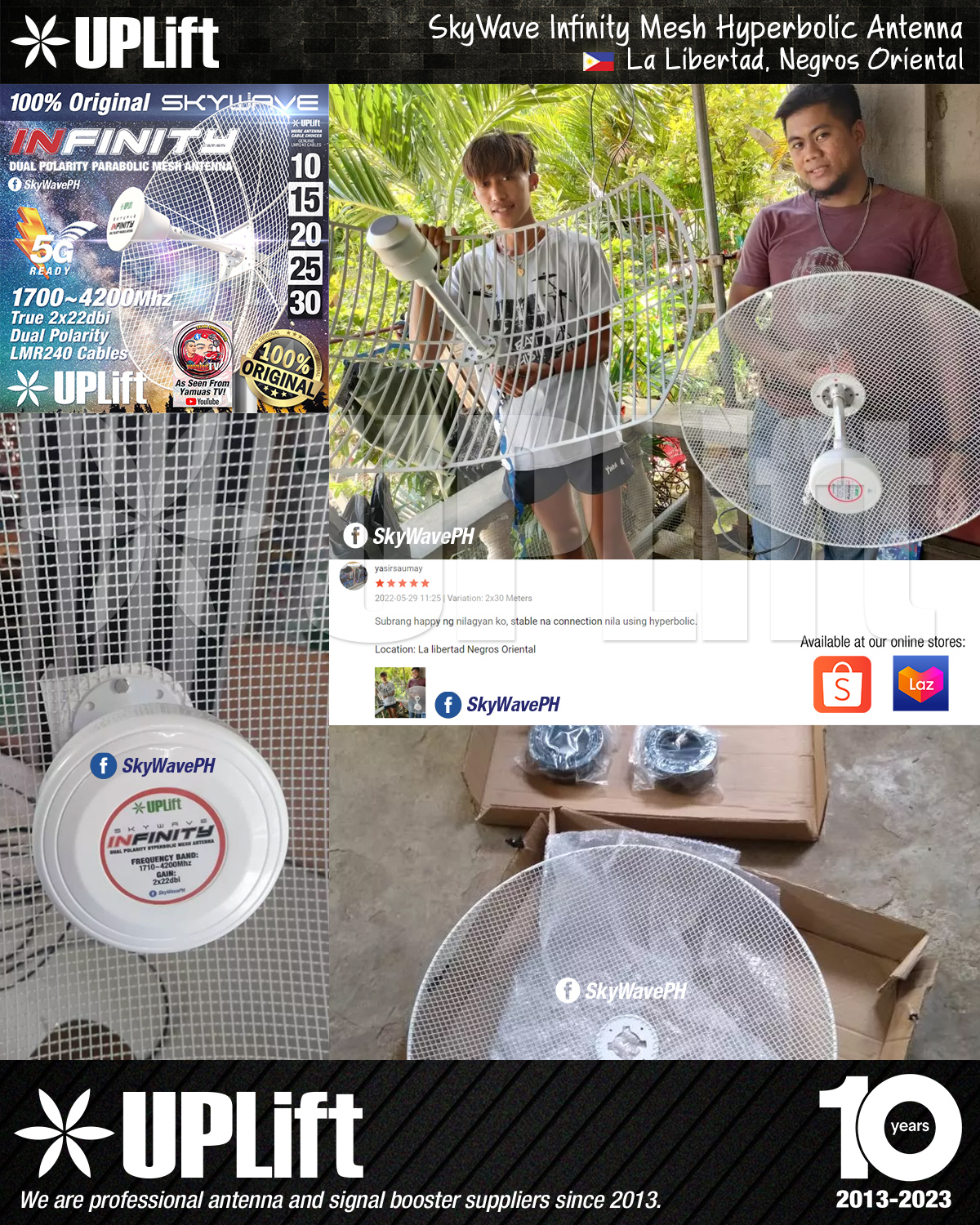 UPLift SkyWave Infinity Hyperbolic Antenna V1 V2 5G-Ready 44dbi Wifi ...