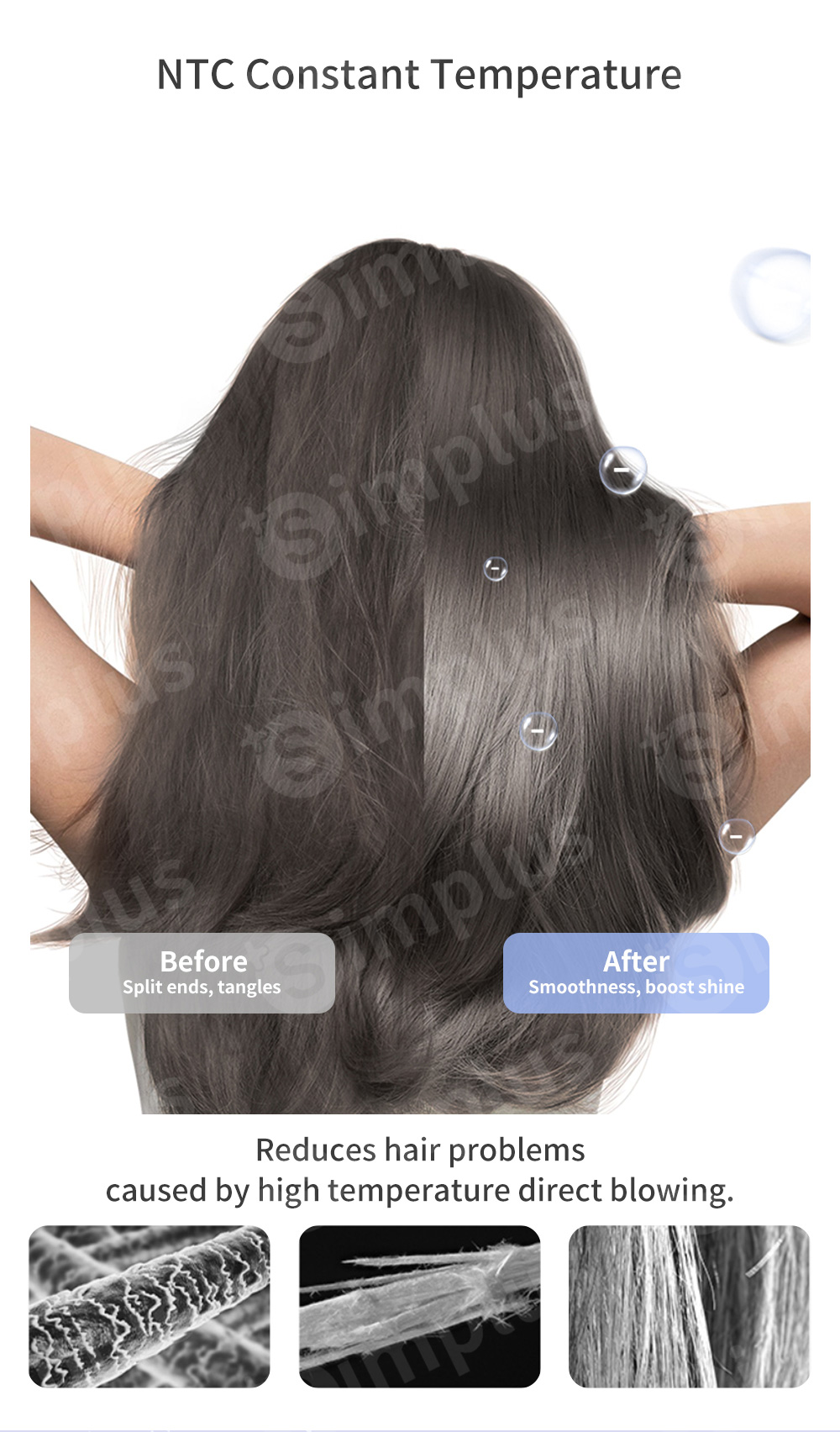 Simplus Hair Quick Dry Blower Dryer 1000W Blue/Pink/Black CFJH004 ...