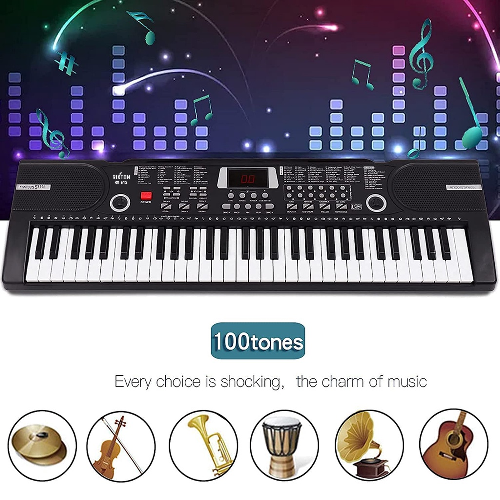 RIXTON 61 Keys Portable Electronic Keyboard Digital Electric Piano ...
