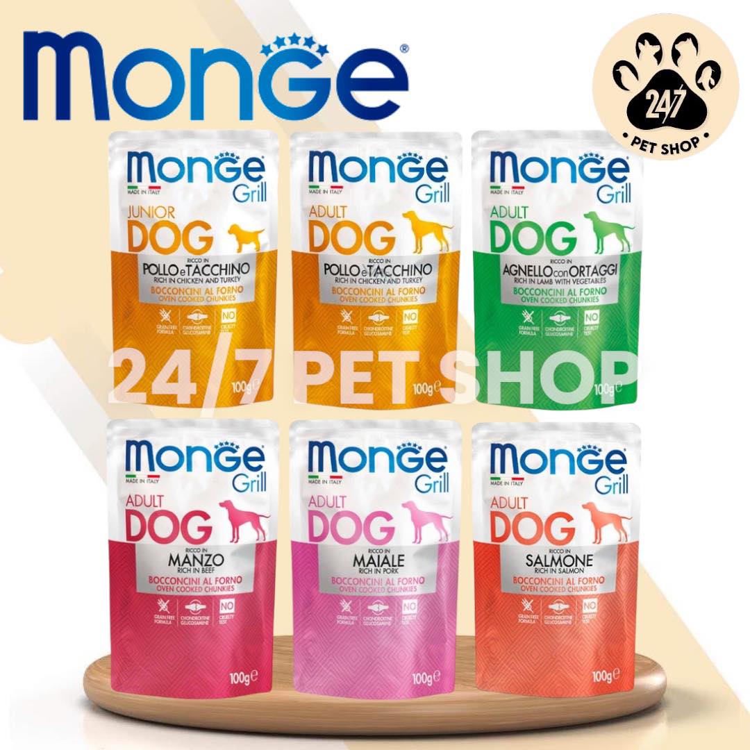 All Stages Adult Puppy 100g Monge Grill Dog Wet Food Dogs Pouch ...