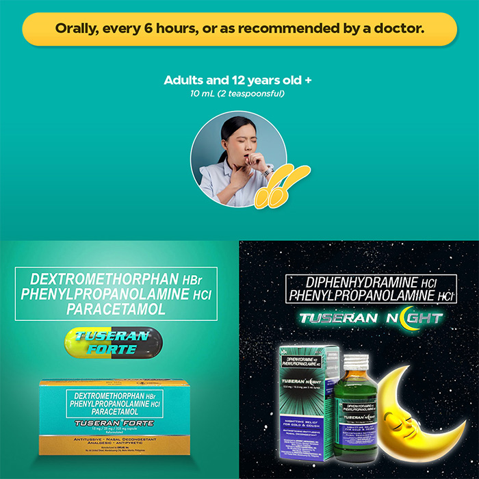 Unilab Tuseran Night Syrup 60ml - Medicine for Relief from Non-Stop Cough | Shopee Philippines