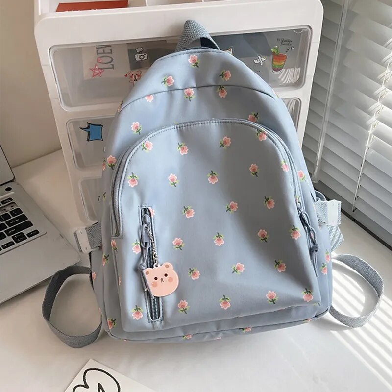 Cute Mini backpack printed rose large capacity School Bag casual Travel ...