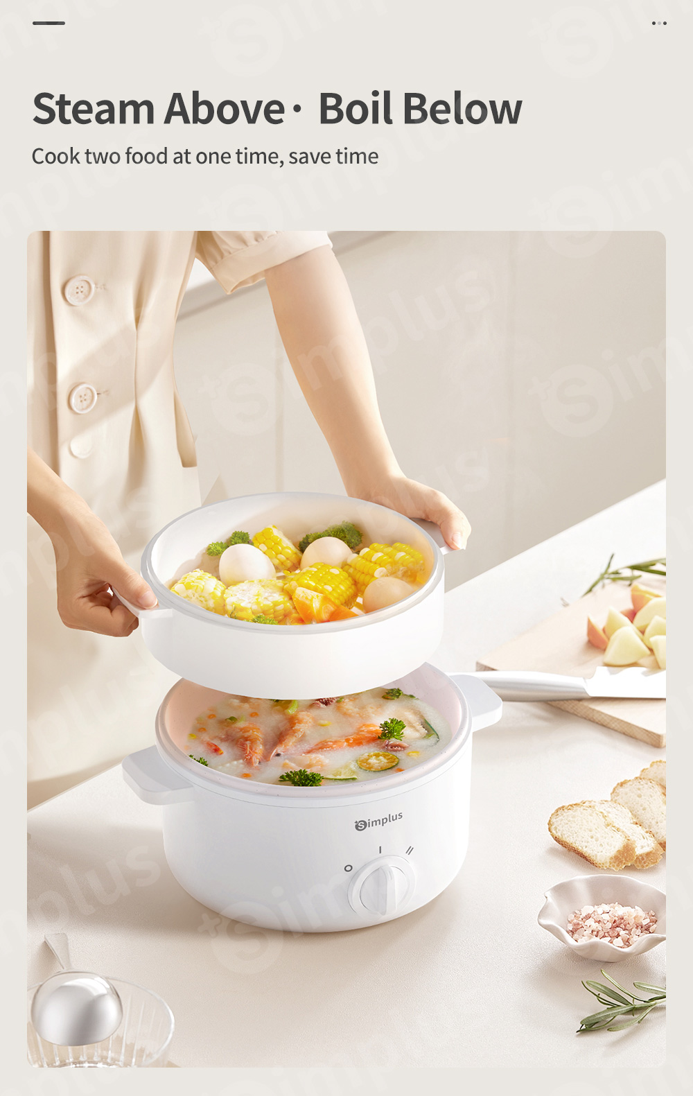 Simplus Electric Cooker Multi-Function NonStick 1.5L/3L DZGH003 ...