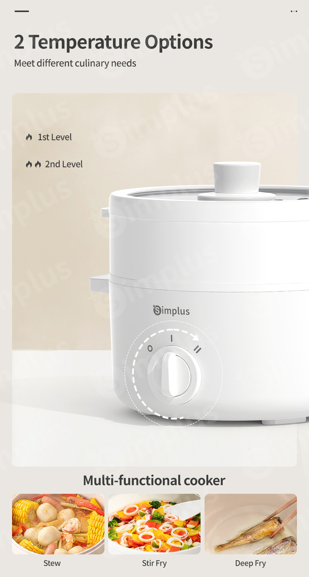 Simplus Electric Cooker Multi-Function NonStick 1.5L/3L DZGH003 ...