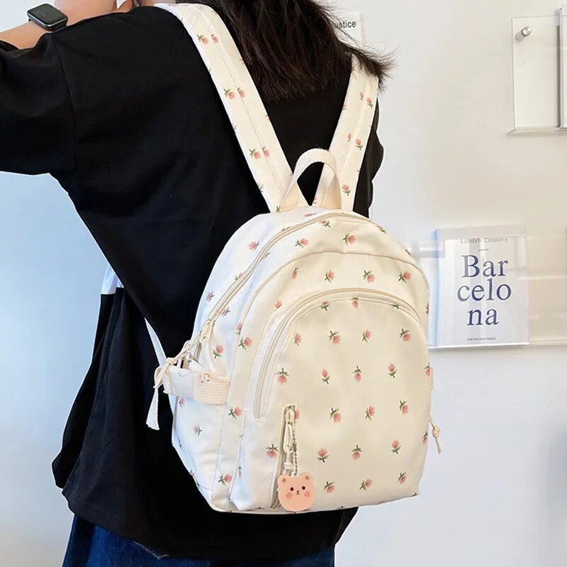 R&O Cute Mini backpack printed rose large capacity School Bag casual ...