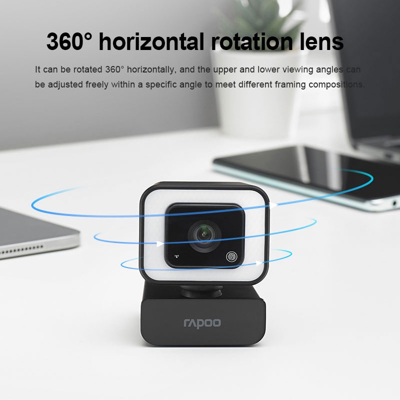 Rapoo C270L Full HD 1080P Webcam with Ring Light Web Cam For Laptop PC ...