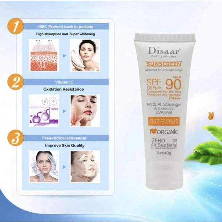 『BUY 1 TAKE 1』Disaar Facial Sunscreen Cream SPF 90 PA+ Moisturizing Skin Protect Sunblock 40g ...