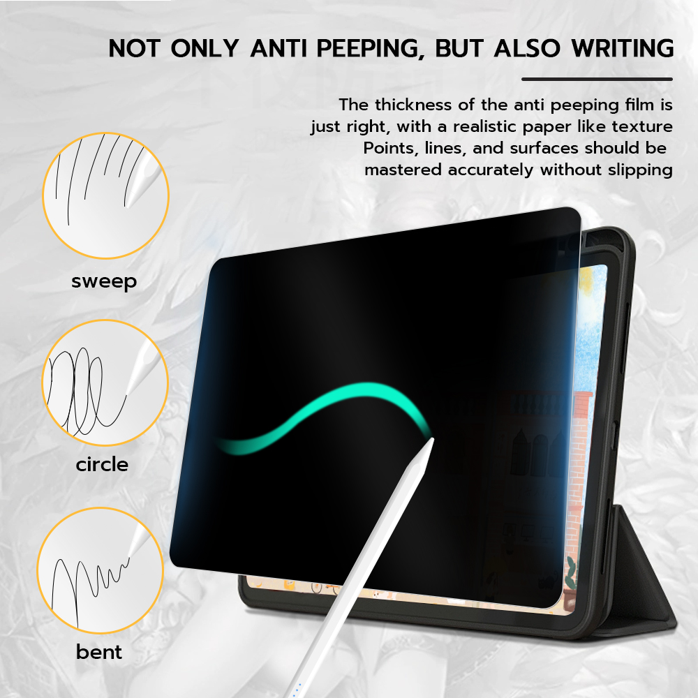 Screen Protector Anti-Spy Privacy Tempered Glass for iPad 10th 9th 8th ...