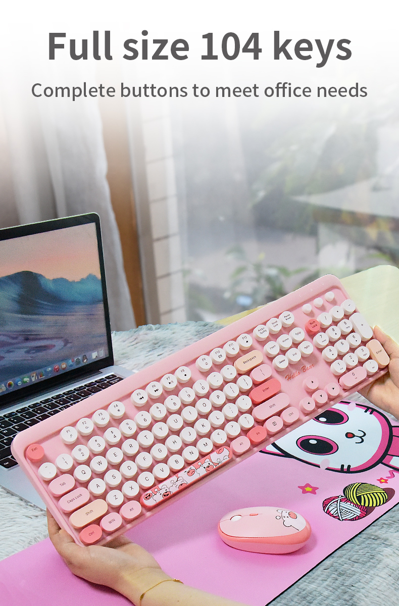 MOFII GEEZER Hello Bear Wireless Keyboard Mouse Set Super Cute Office ...