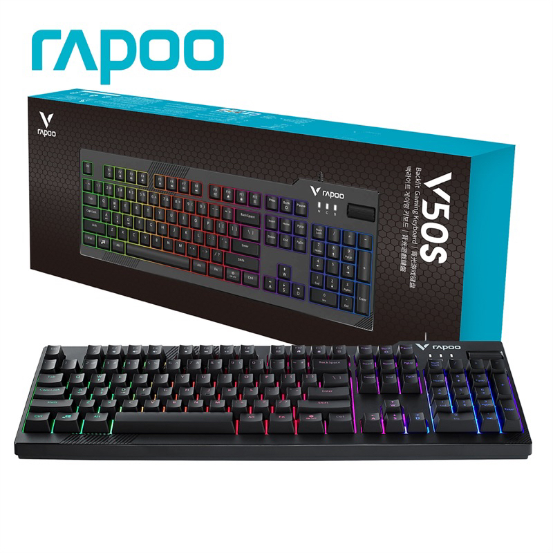 Rapoo V50S Backlit Gaming Keyboard USB Wired 104 Key Keyboard for laptop Ergonomic keyboard ...