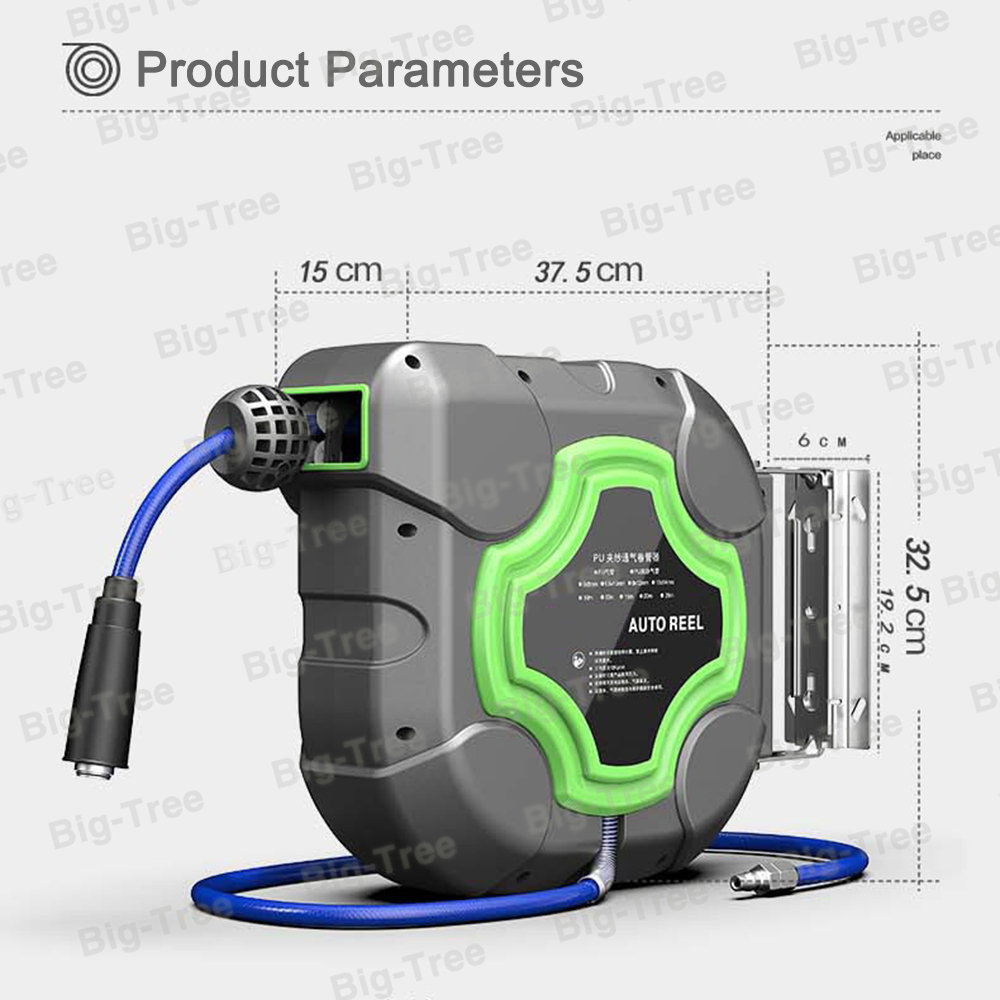 50FT Automotive Air Hose PU8*5 Automatic Retractable Reel Telescopic ...