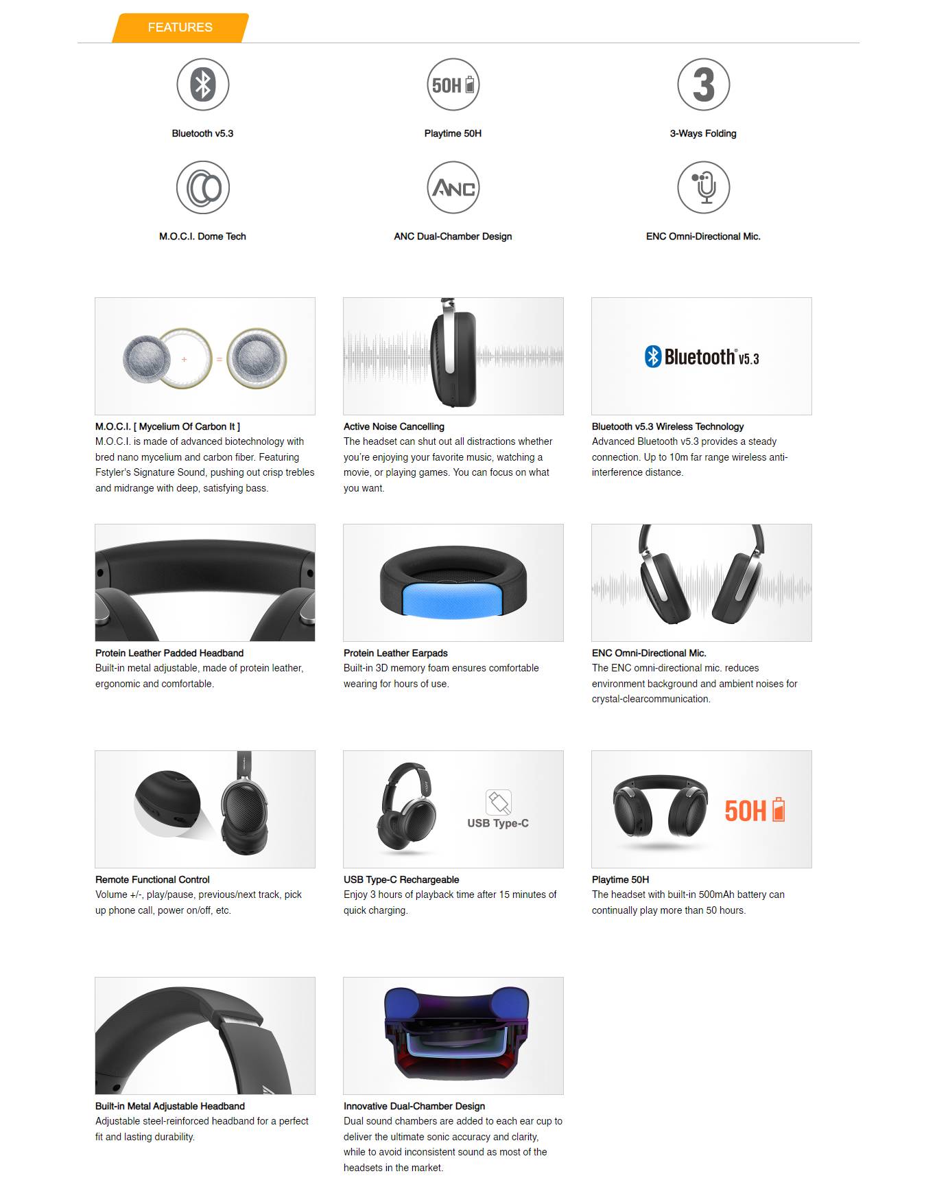 A4Tech BH350C Bluetooth V5.3 Noise Cancellation 3 Way Foldable Wireless ...