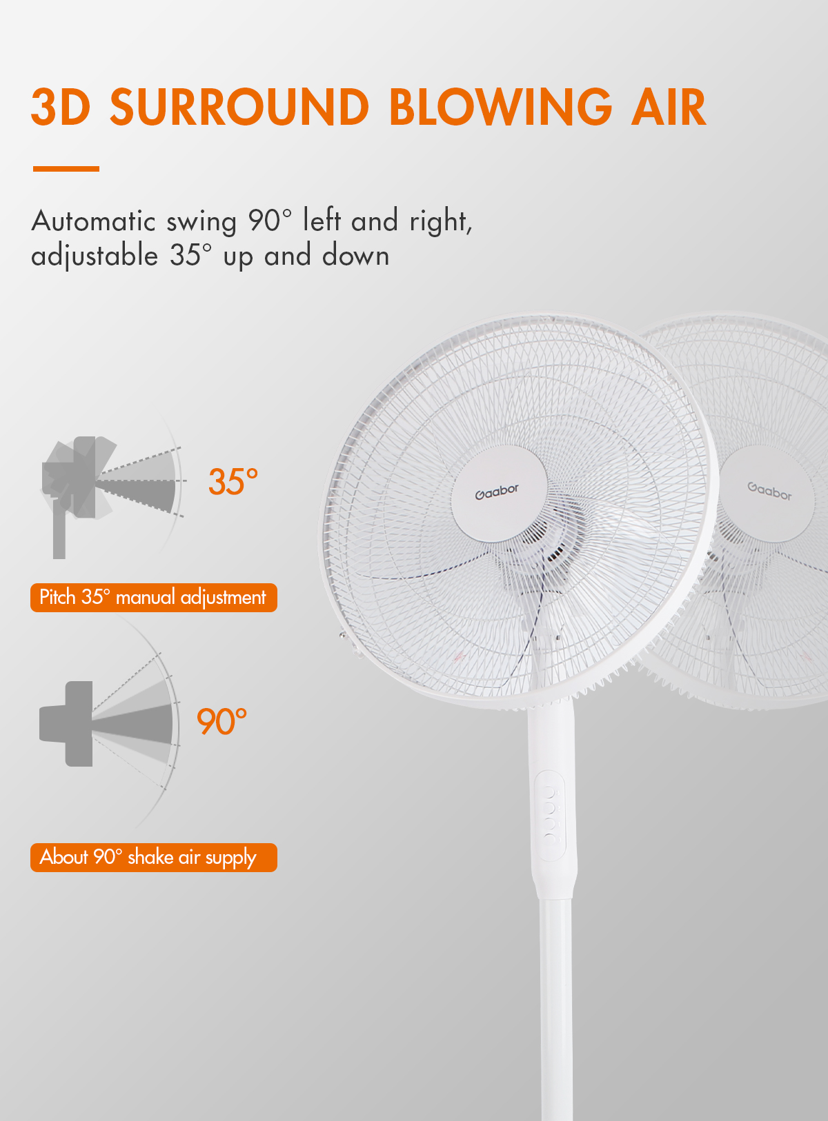 Gaabor Fan Height Adjustable As Desk Fan & Floor-Standing Fan Wide ...
