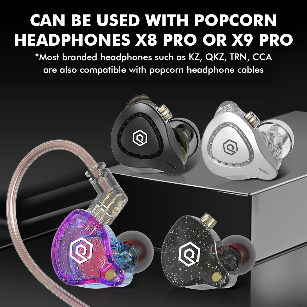 Popcorn IEM Upgraded Memory EAR-HOOKS 2 Pin 0.75mm Connector 3.5mm&Type-C Multifunctional Wire ...