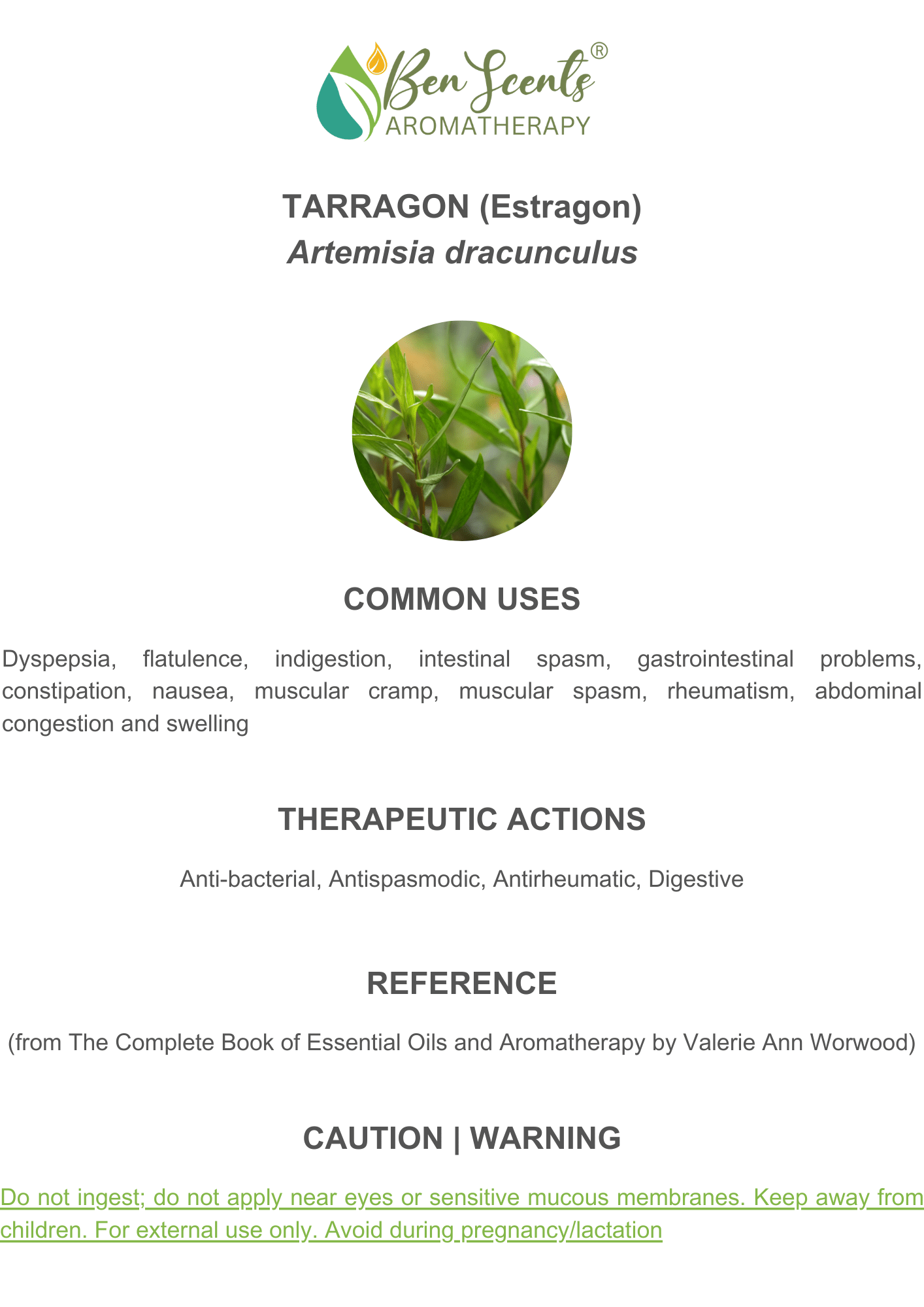 Tarragon (Estragon) Essential Oil (Artemisia Dracunculus) | Shopee ...