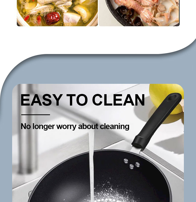 32CM Non Stick Pan with Cover Composite Diamond Coating Wok Stir-fry ...